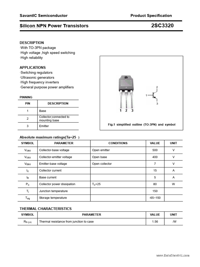 Datasheet | PDF | Bipolar Junction Transistor | Electrical Components