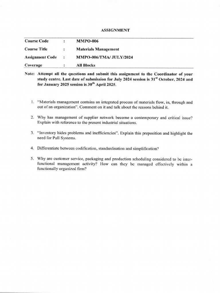 Mmpo 6 em HW 24 25 Ignou | PDF