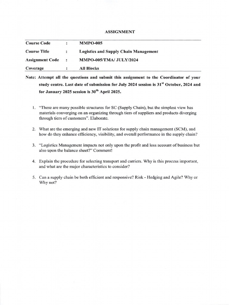 Mmpo 5 em HW 24 25 Ignou | PDF