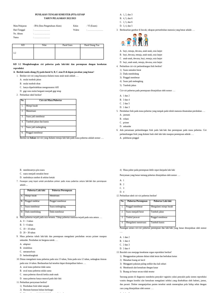 Soal PTS Ipa Kelas Vi Genap TP 2022-2023 | PDF