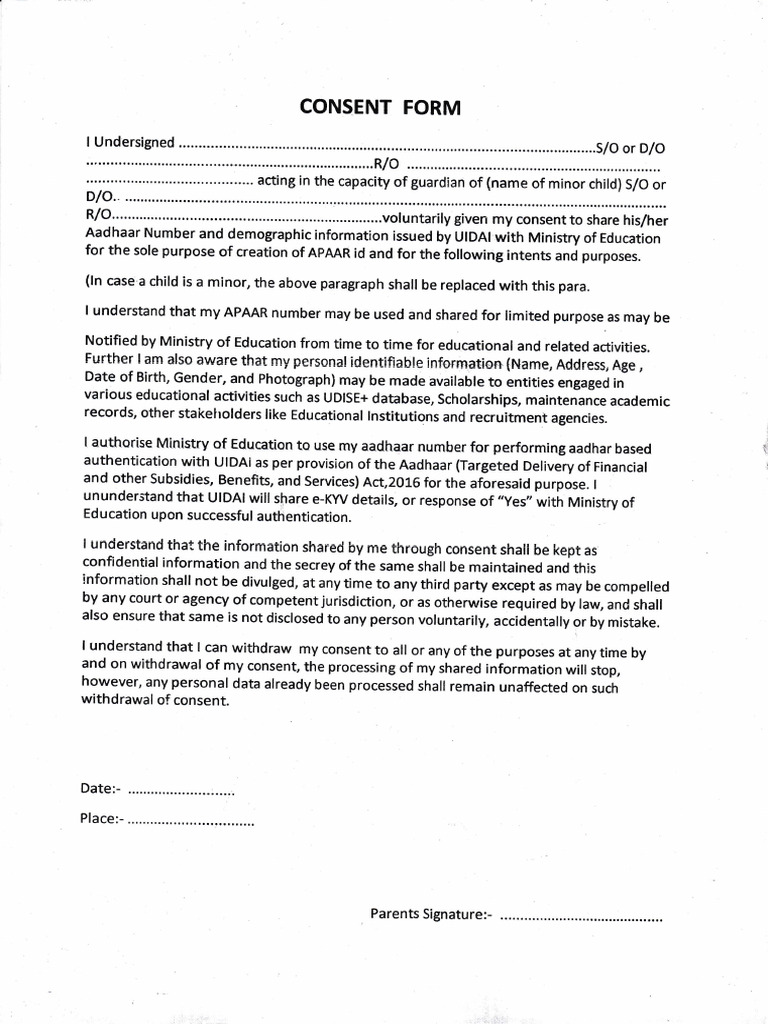 AApar ID consent form | PDF | Civil Rights And Liberties | Human Rights