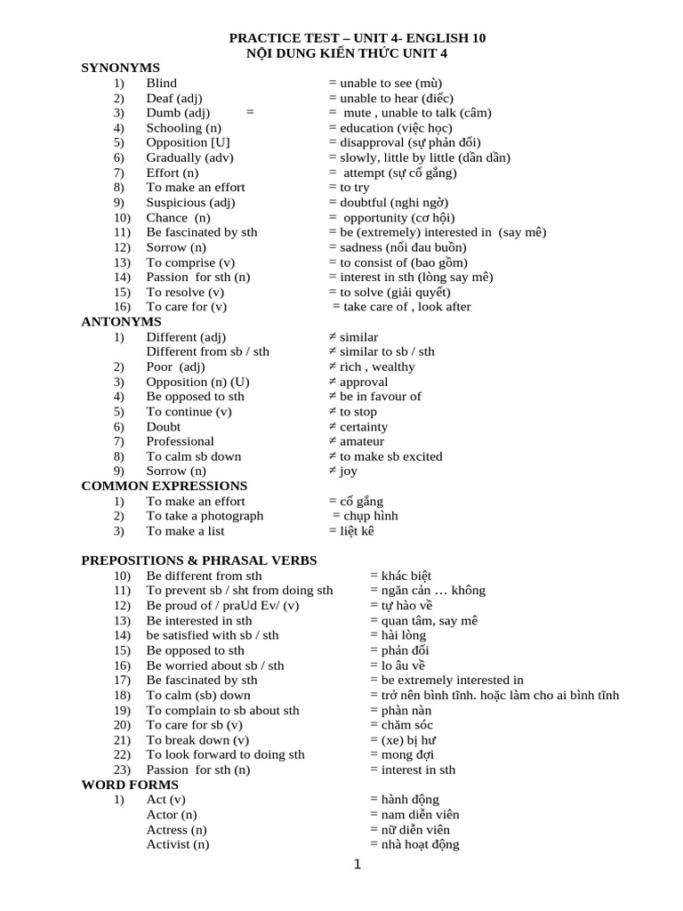 English 10 Unit 4 Practice Test | PDF | Grammar | Syntax
