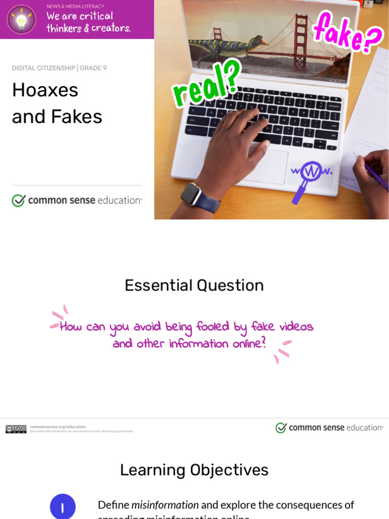 Critical Thinking - Hoaxes and Fakes - Lesson Slides | PDF | Mass Media ...