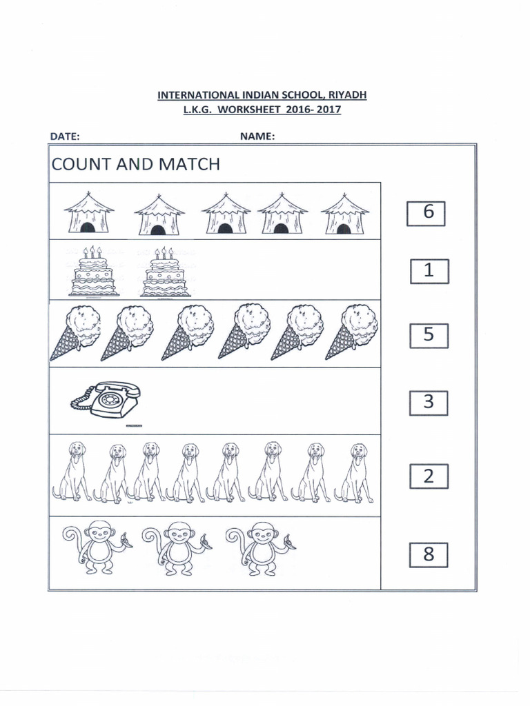 LKG Maths Worksheet 9 | PDF