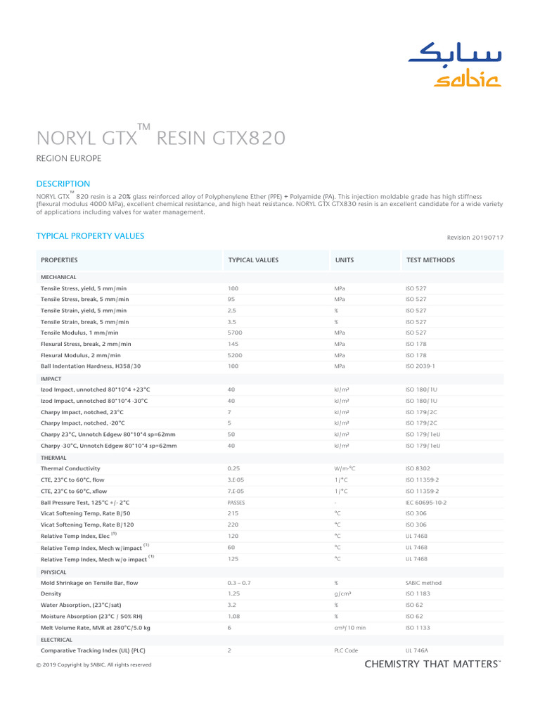 NORYL GTX™ Resin - GTX820 - Europe - Technical - Data - Sheet | PDF ...