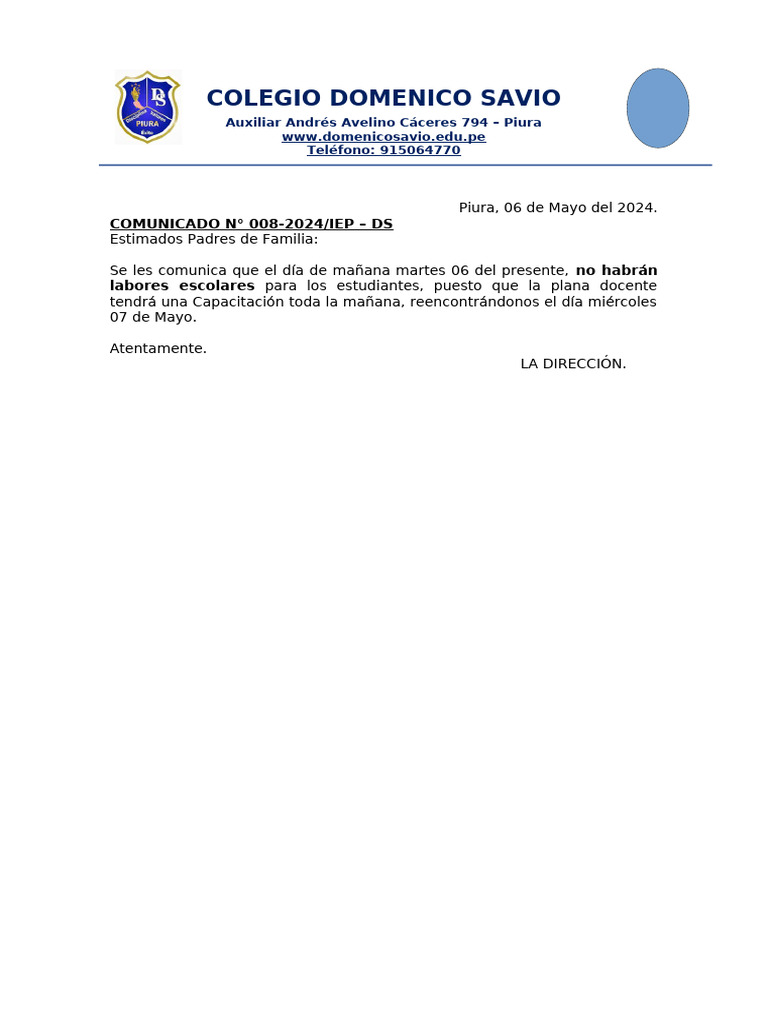 Comunicado 008 | PDF | Crecimiento personal y profesional