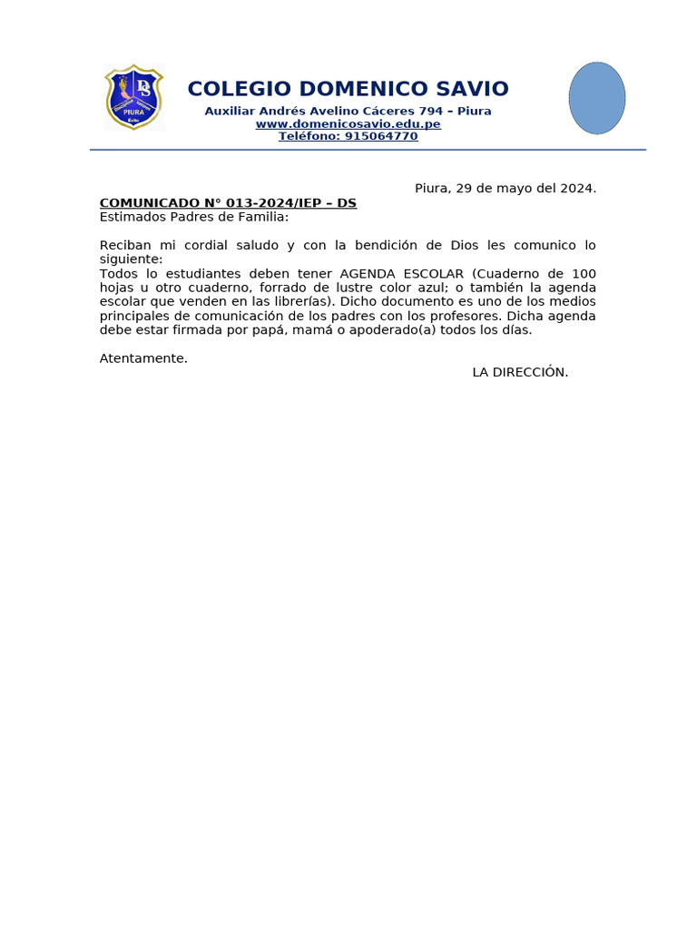 Comunicado 013 | PDF