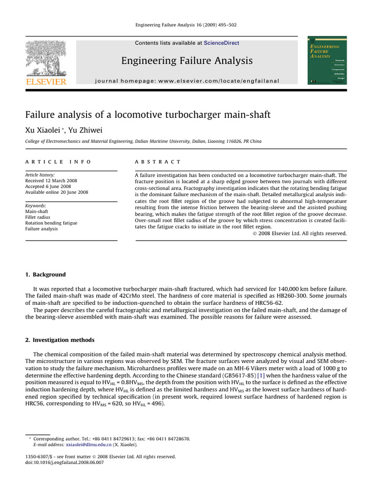 Failure Analysis of A Locomotive Turbocharger Main-Shaft | PDF ...