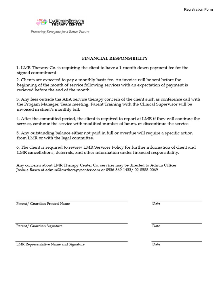 Financial Responsibility - LMR Registration Form | PDF