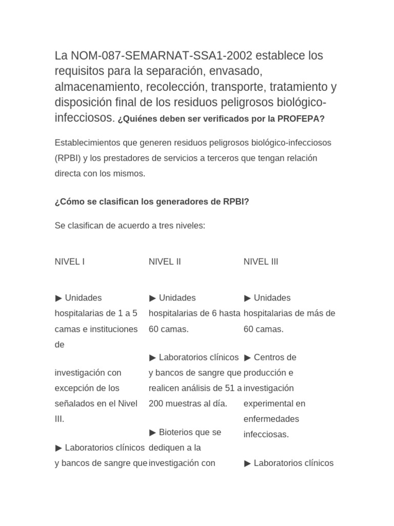 La NOM-087 | PDF | Residuos | Laboratorios