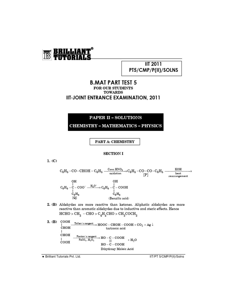 IIT 2011 PT5 SOLNS P2-Jeemain - Guru | PDF | Carboxylic Acid | Organic Chemistry