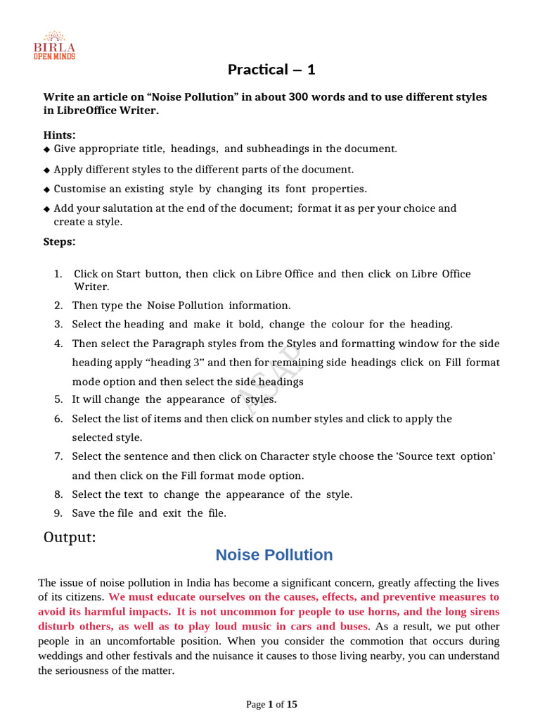 10TH Practicals 1 To 10 (2024-25) | PDF | Noise | Spreadsheet