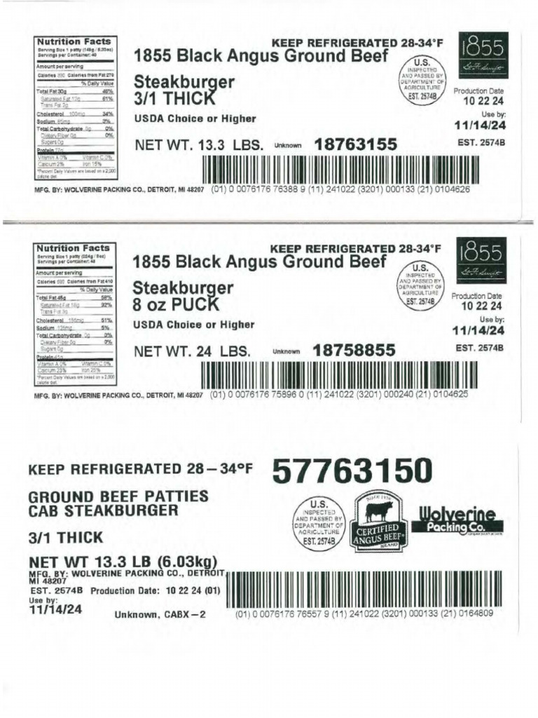 Recall 031 2024 Labels | PDF | Foods | Meat