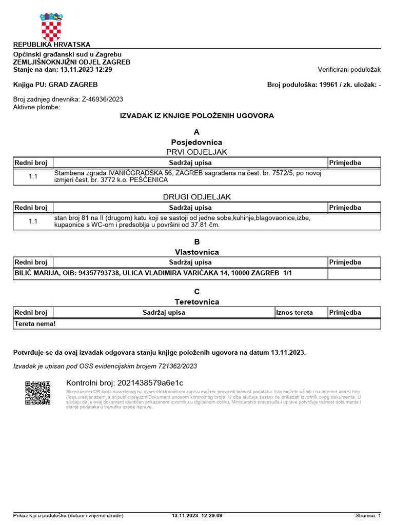 ZK 19961 Grad Zagreb | PDF