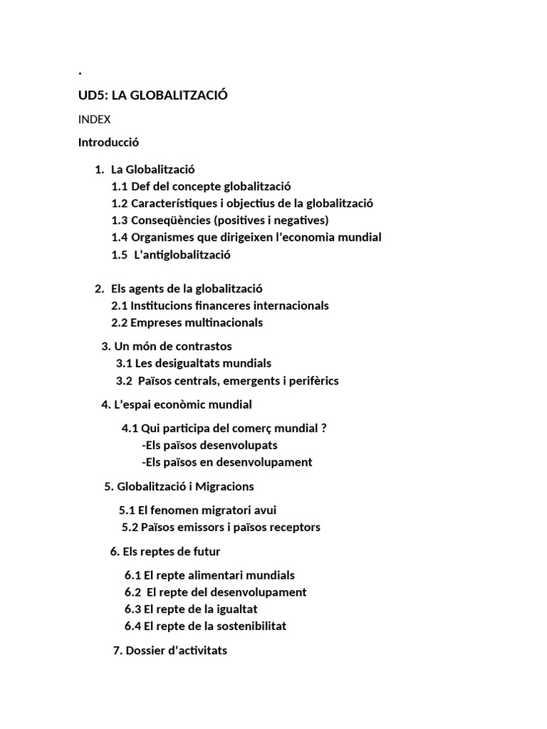3er Eso Ud5 La Globalització | PDF