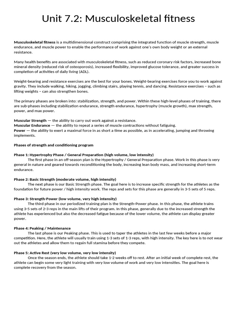 Pathfit2 Handout 7 Muscoskeletalfitness | PDF | Strength Training ...