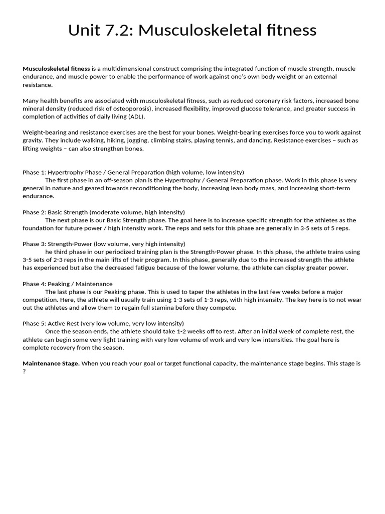 Pathfit2 Handout 6 Fitnessconcept | PDF | Strength Training | Physical ...