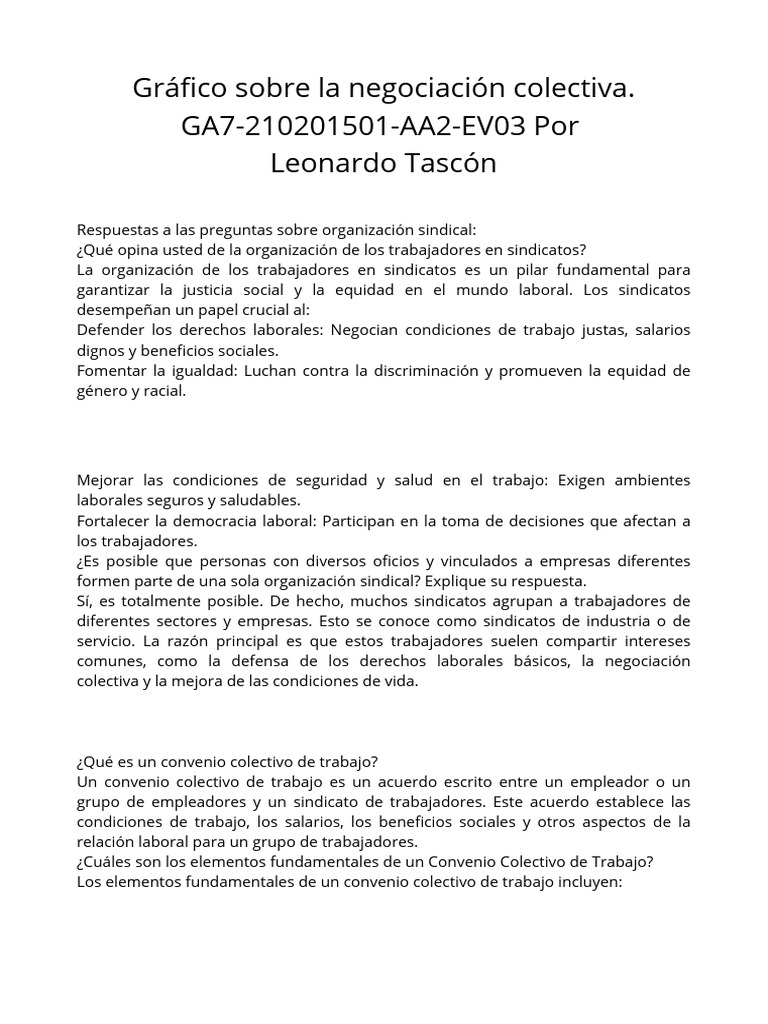 Gráfico Sobre La Negociación Colectiva. GA7-210201501-AA2-EV03 Por Leonardo Tascón | PDF ...