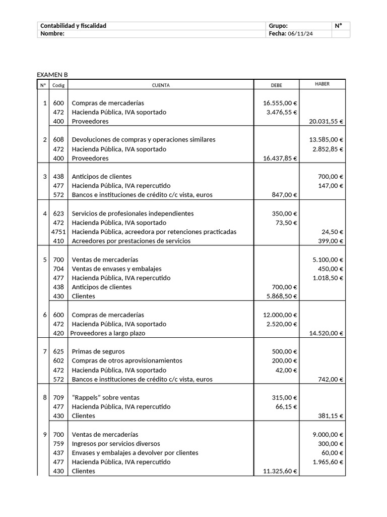 Solución Examen B | PDF | Factura | Contabilidad