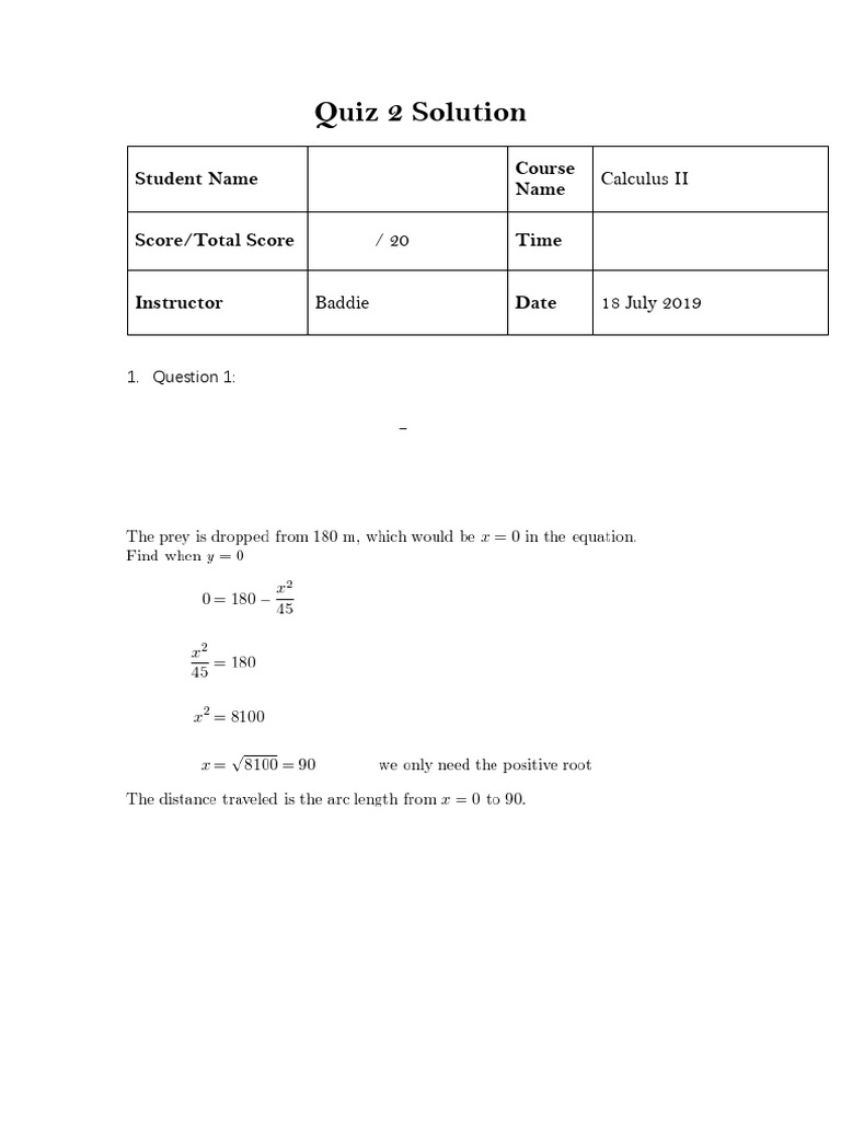 Quiz 2 Solution | PDF