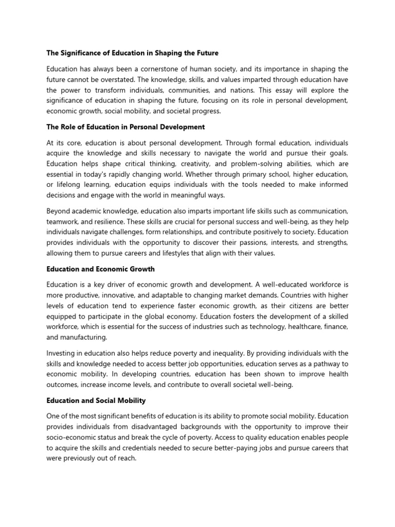 Education's Role in Future Development | PDF | Social Mobility | Social ...