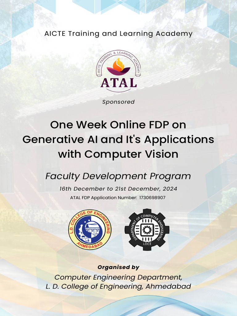 AICTE Training and Learning Academy - One Week FDP On Insights Into ... AICTE Training and Learning Academy - One Week FDP On Insights Into ...