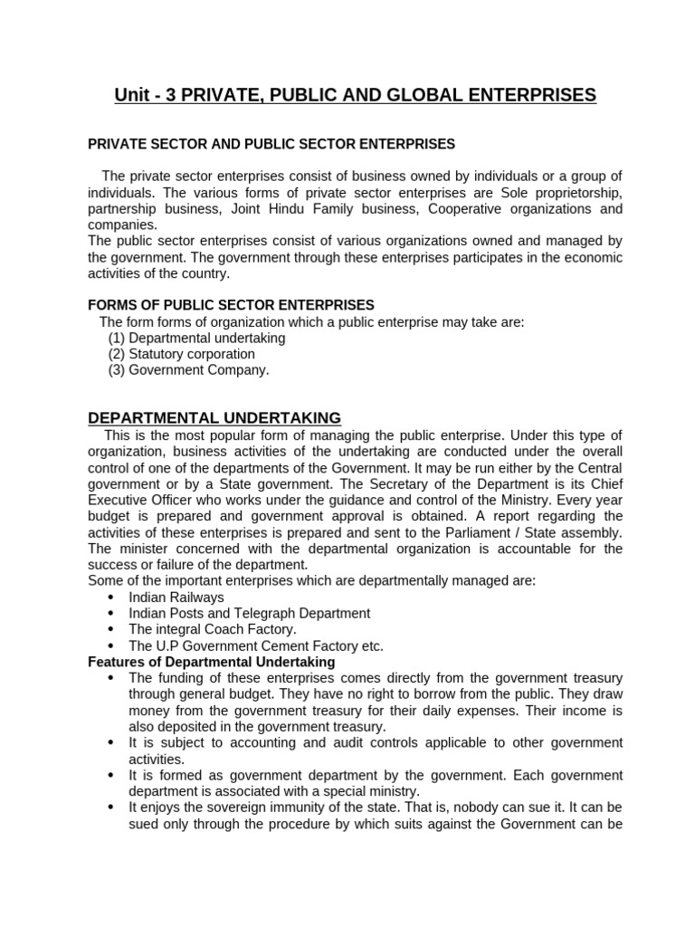 Public and Private Enterprise Overview | PDF | Multinational ...