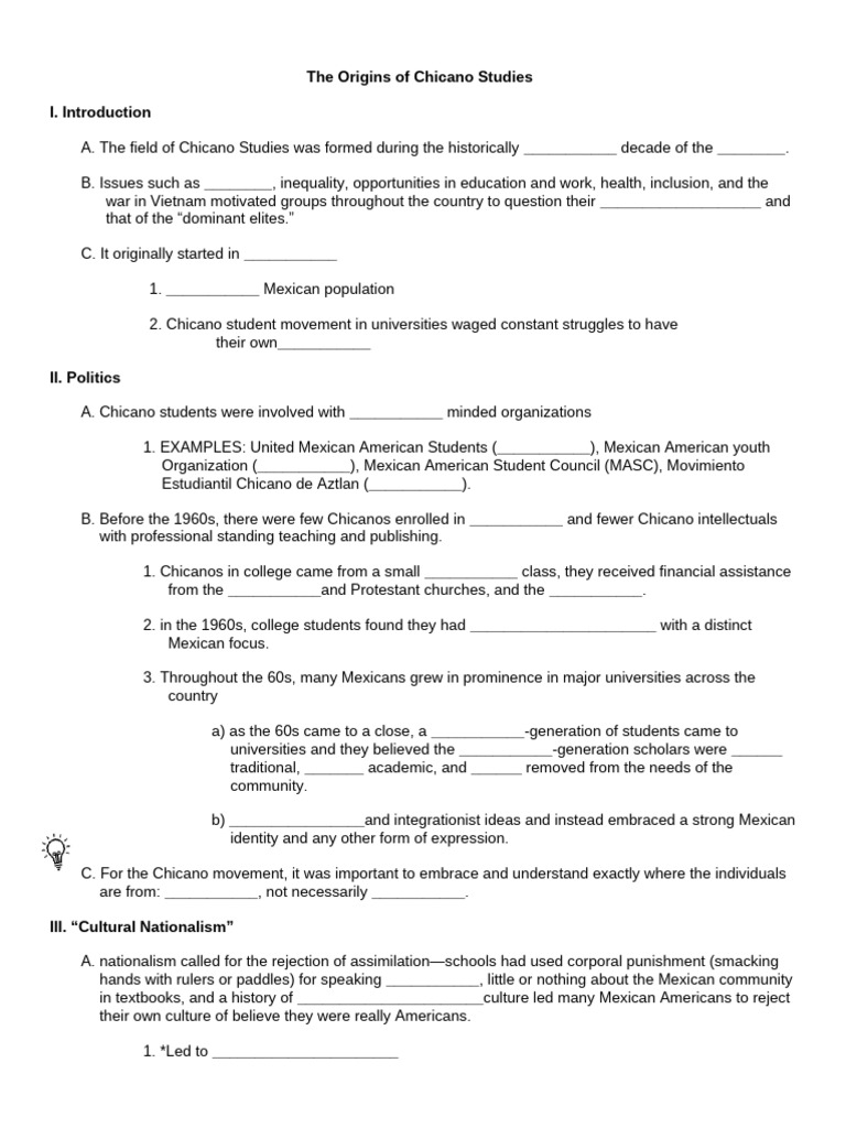 The+Origins+of+Chicano+Studies Fill-In+Notes STUDENT+BLANK | PDF ...