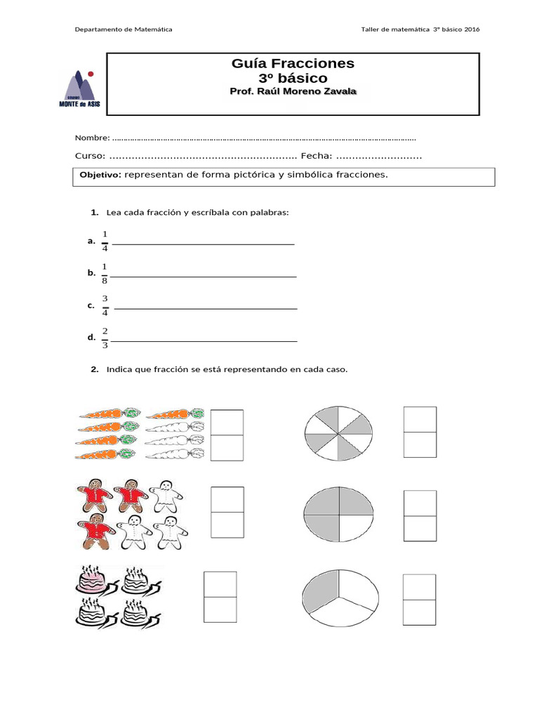 Guía Fracciones 3° Básico | PDF