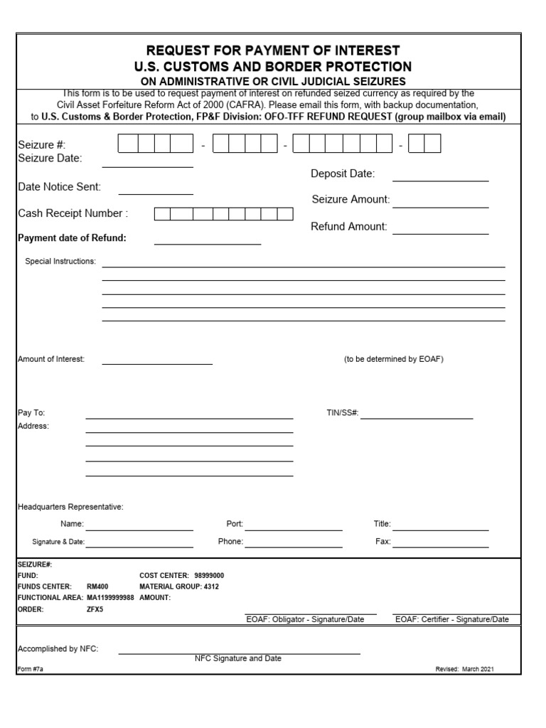 CBP Interest Form 7a 2021 | PDF | Business | Finance & Money Management