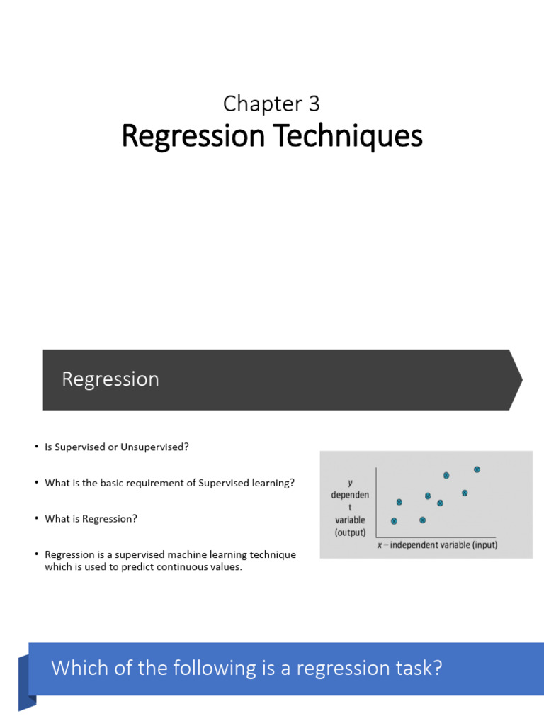 CH 03 Regression Techniques | PDF | Logistic Regression | Regression Analysis