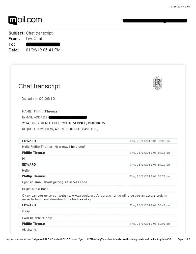 Chat Transcript: Test Bank Request | PDF