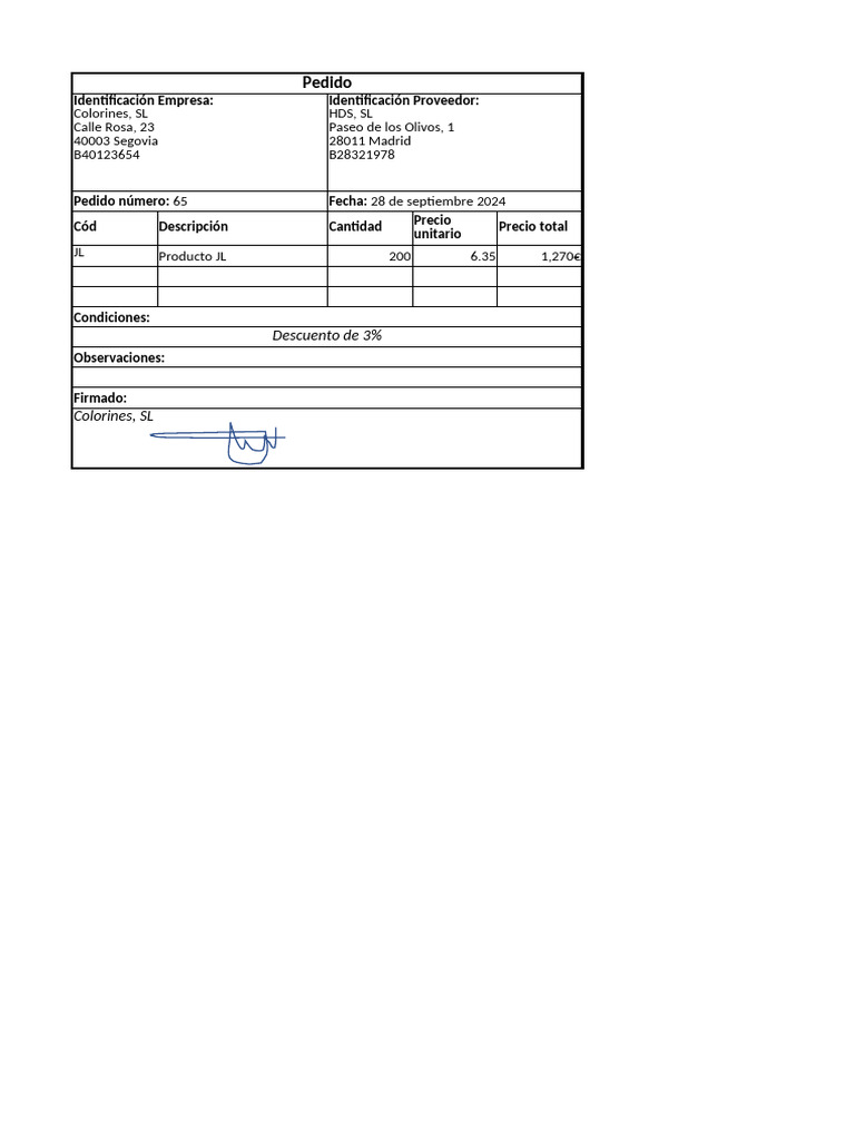 Pedido, Ejercicio 2 UD2 | PDF