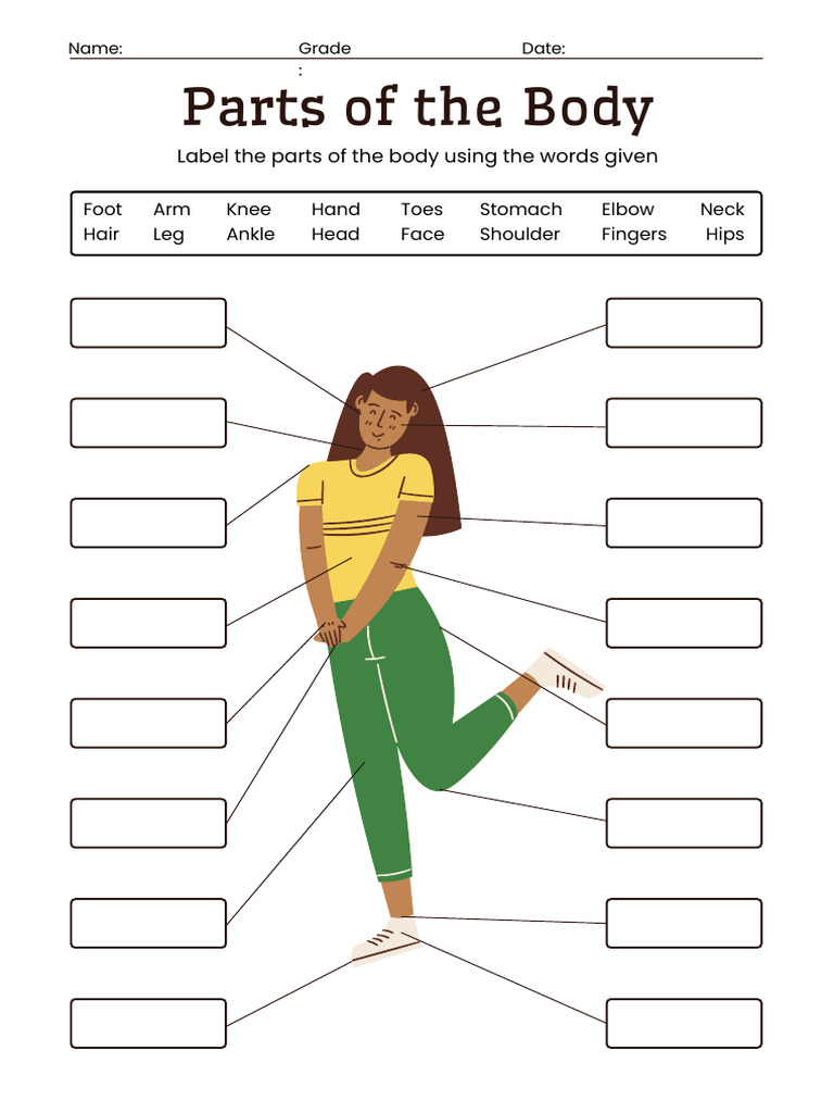 Parts of The Body Worksheet in Colorful Simple Style | PDF | Language ...