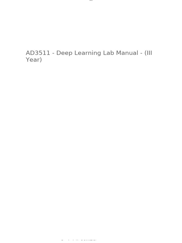 Ad3511 Deep Learning Lab Manual | PDF | Filename | Deep Learning