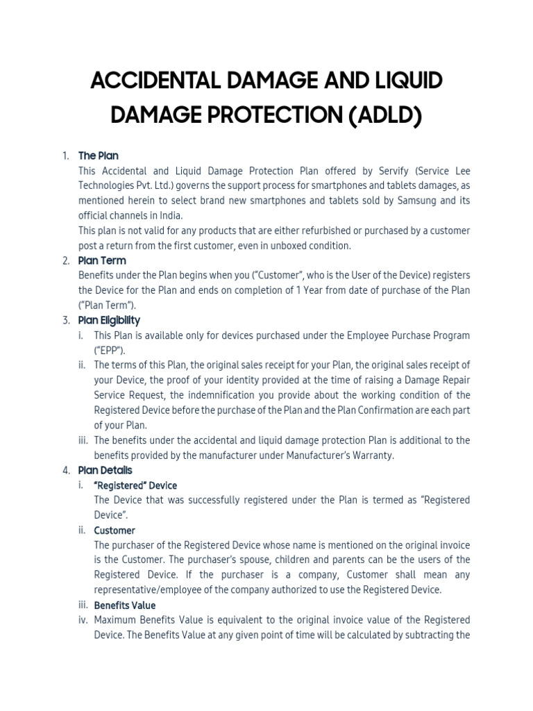 Samsung Accidental & Liquid Damage Plan | PDF | Legal Liability | Receipt