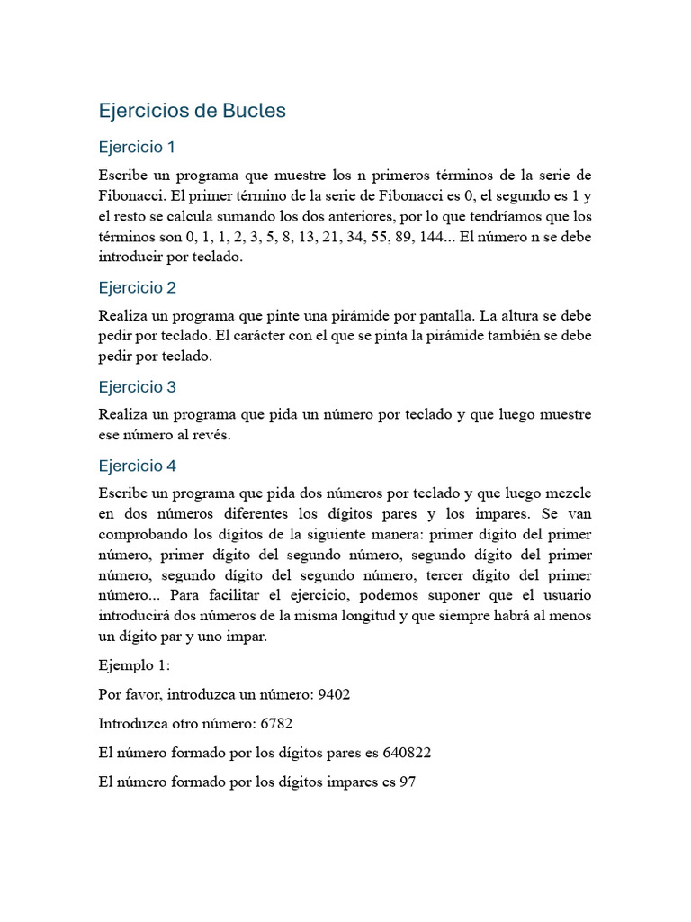 Ejercicios de IF Match Bucles y Arrays | PDF | Matriz (Matemáticas)