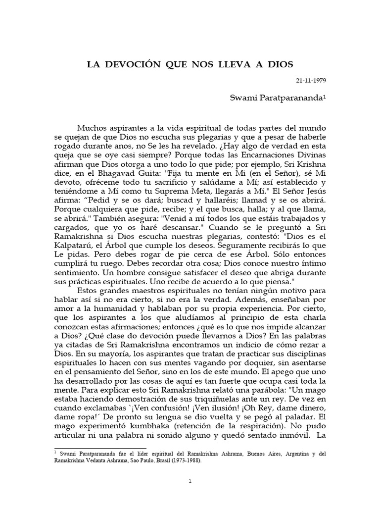 La Devocion Que Nos Lleva A Dios | PDF | Amor | Ramakrishna