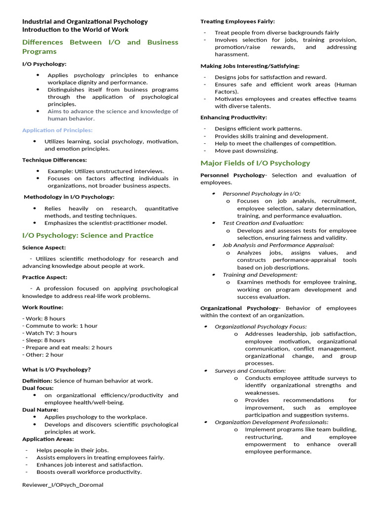 Industrial and Organizational Psychology - Reviewer | PDF | Industrial ...