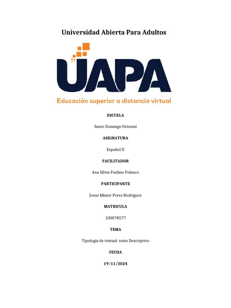 Actividad de La Unidad III Tipologia de Texto Descriptivo | PDF | Retrato