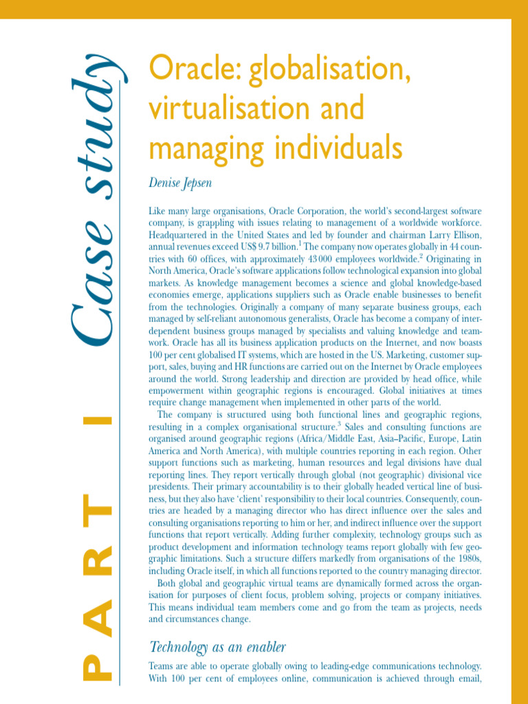 Case Study No. 2 - Oracle - Globalisation, Virtualisation and Managing ...
