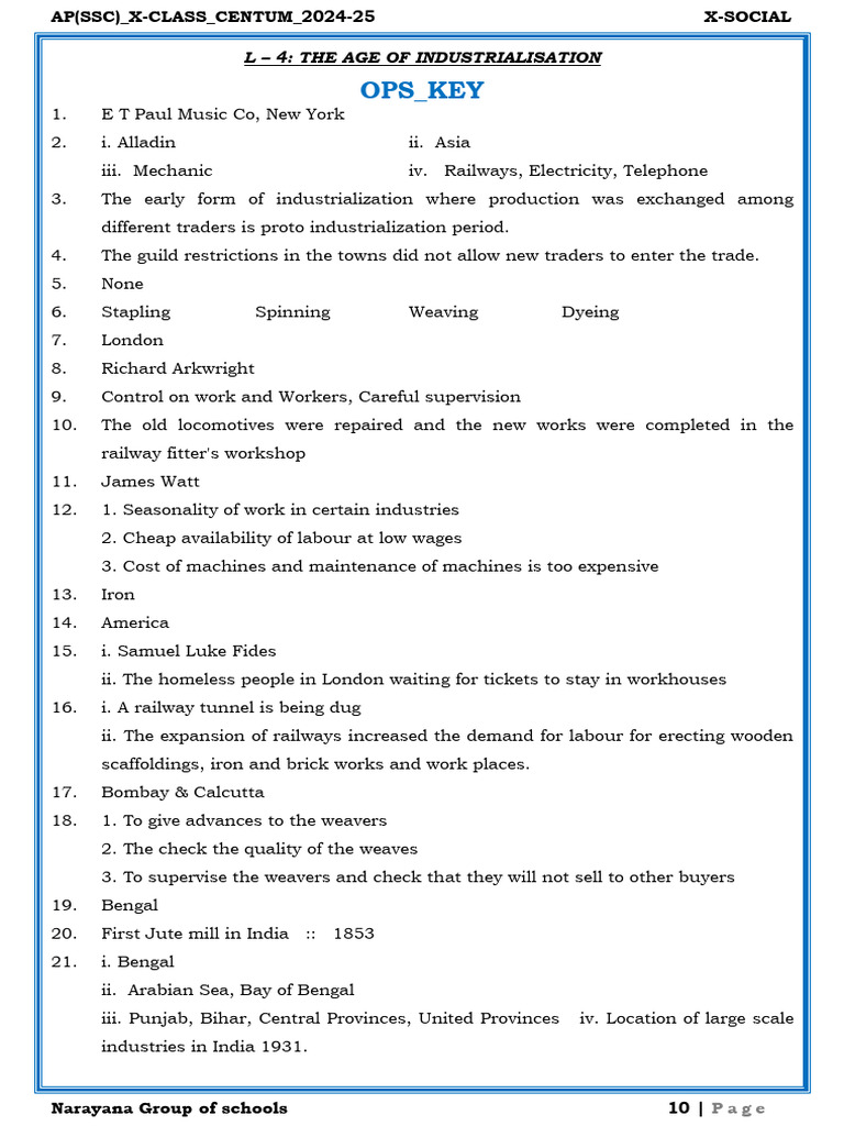 05 AP (SSC) X-Soc His L-4 The Age of Industrialisation Centum & Ops ...