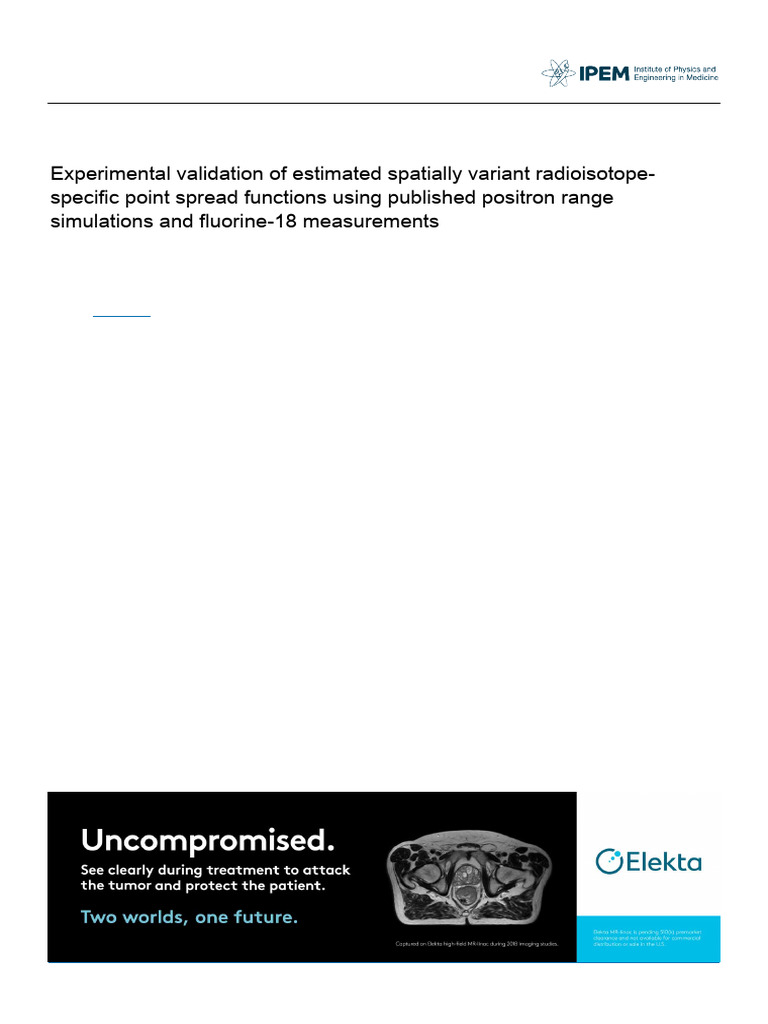 Experimental Validation Of Estimated Spatially Variant Radioisotope Specific Point Spread 