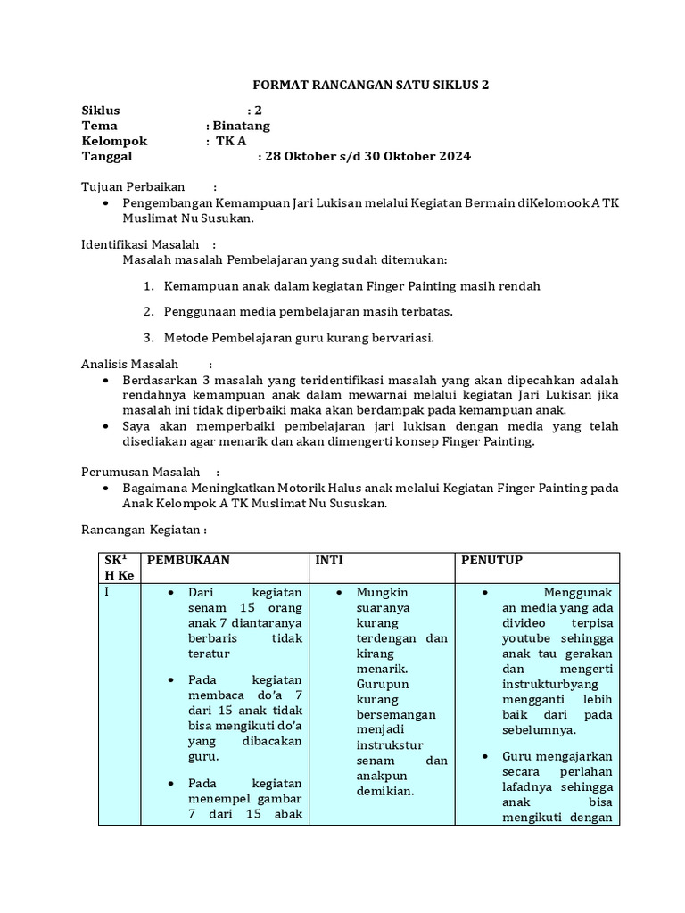 RPPH Siklus 2 Skenario Perbaikan Refleksi | PDF