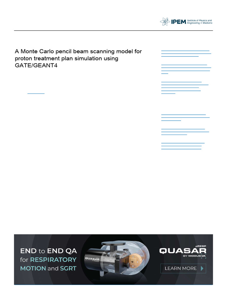 Proton Treatment Plan Simulation Model | PDF | Radiation Therapy