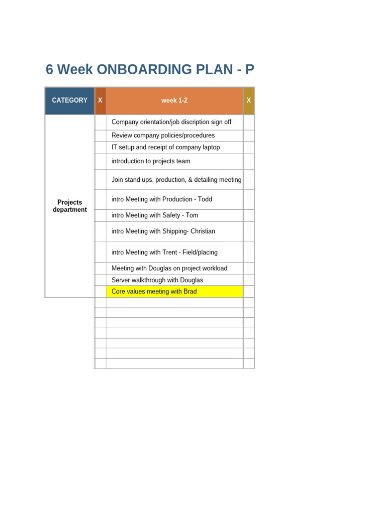 6-Week Onboarding Plan for Projects | PDF