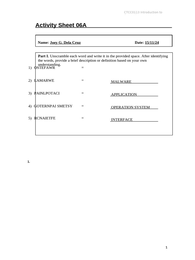 Activity Sheet 06 | PDF