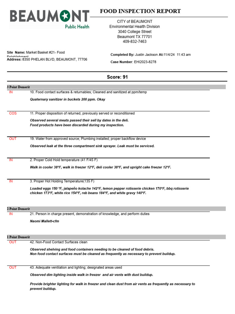 Market Basket - Food Establishment | PDF