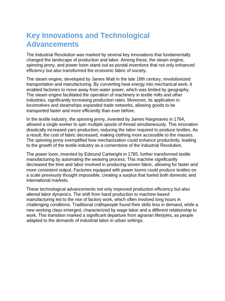 Key Innovations and Technological Advancements | PDF