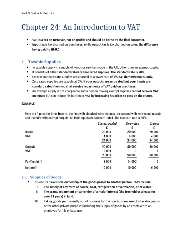 Ch. 24 An Introduction To VAT Notes | PDF | Value Added Tax | Taxes